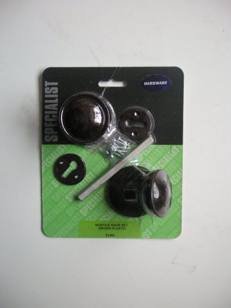 SPECIALIST MORTICE KNOB SET BROWN PLASTIC - Formby Timber Supplies Ltd