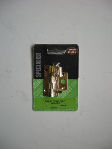 SPECIALIST BRASS DOOR BOLT NECKED 2" (50MM) - Formby Timber Supplies Ltd